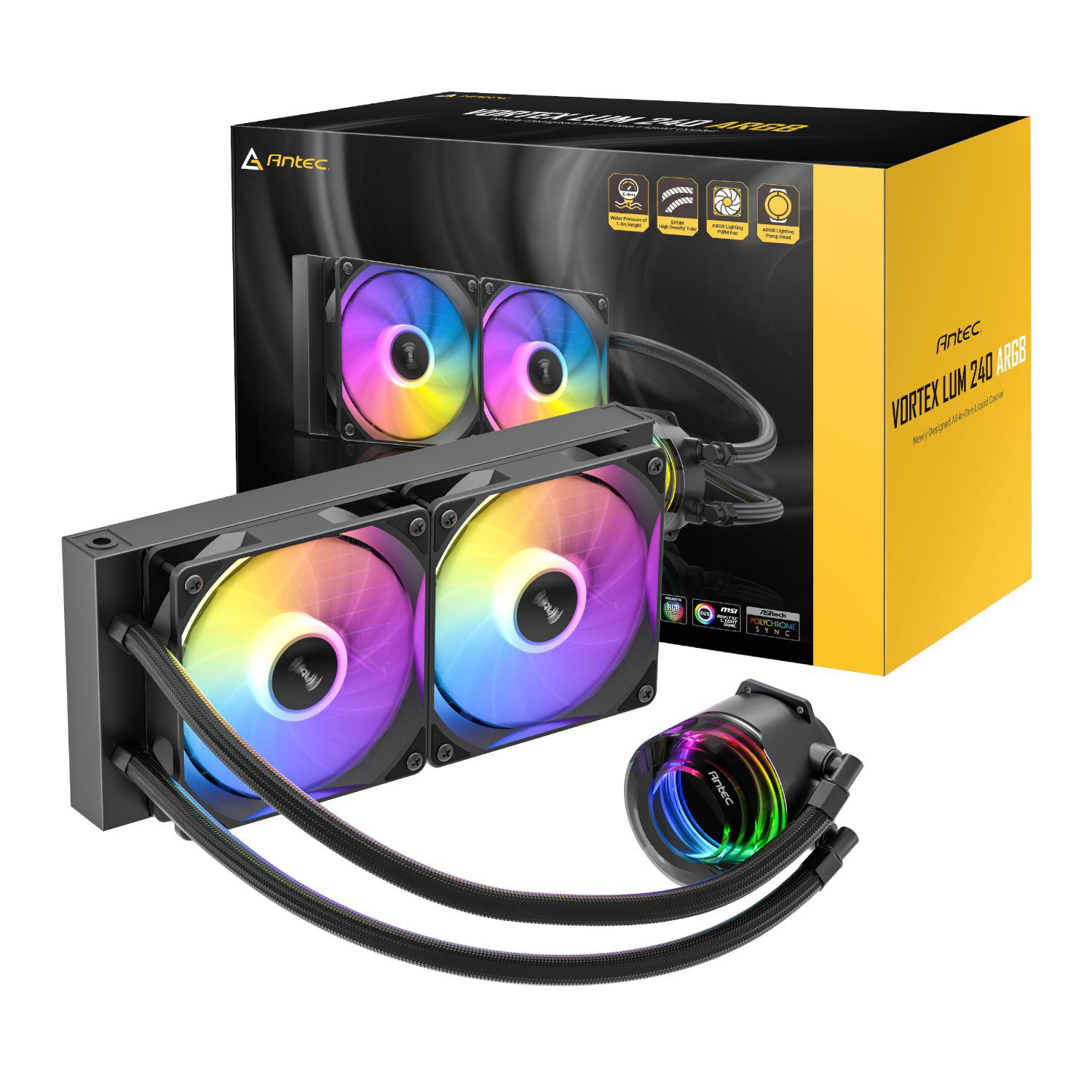 Antec VORTEX LUM 240 ARGB AIO CPU Liquid Cooler – Black - Pare Computers